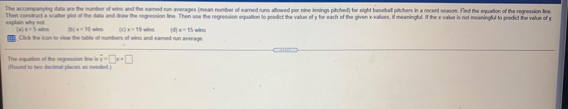 Solved Construct a scatter plot of the data and draw the | Chegg.com