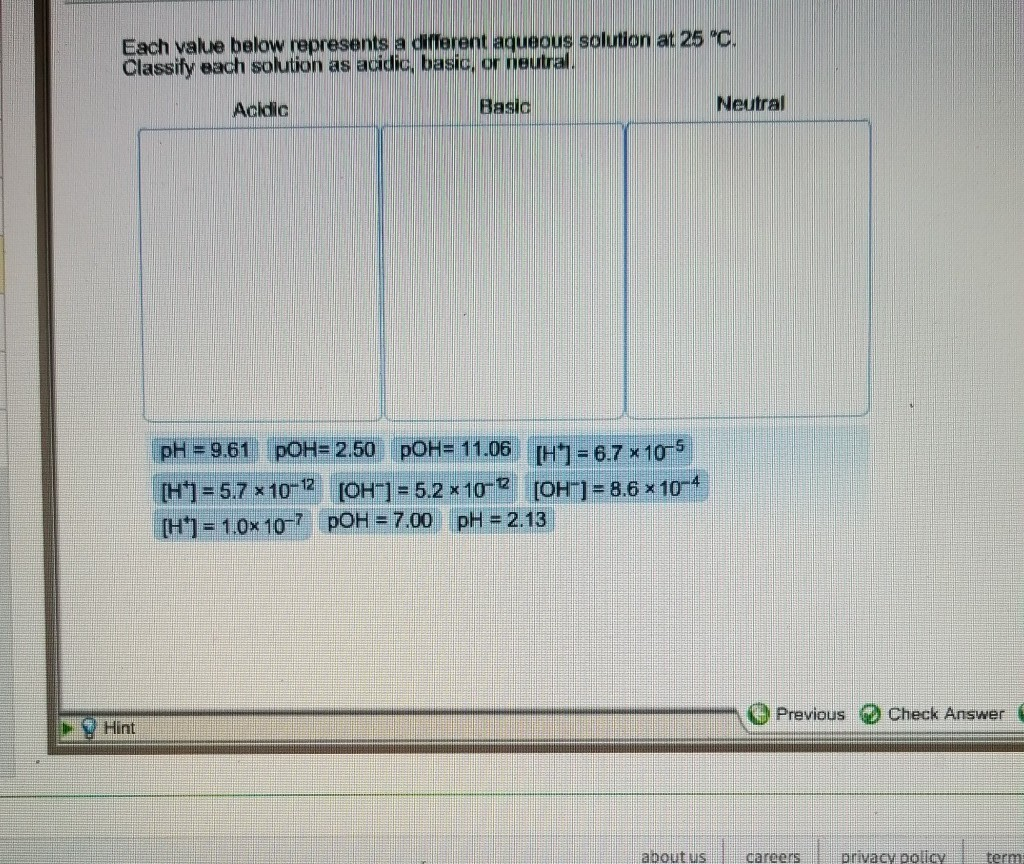 Solved Each value below represents a different aqueous | Chegg.com