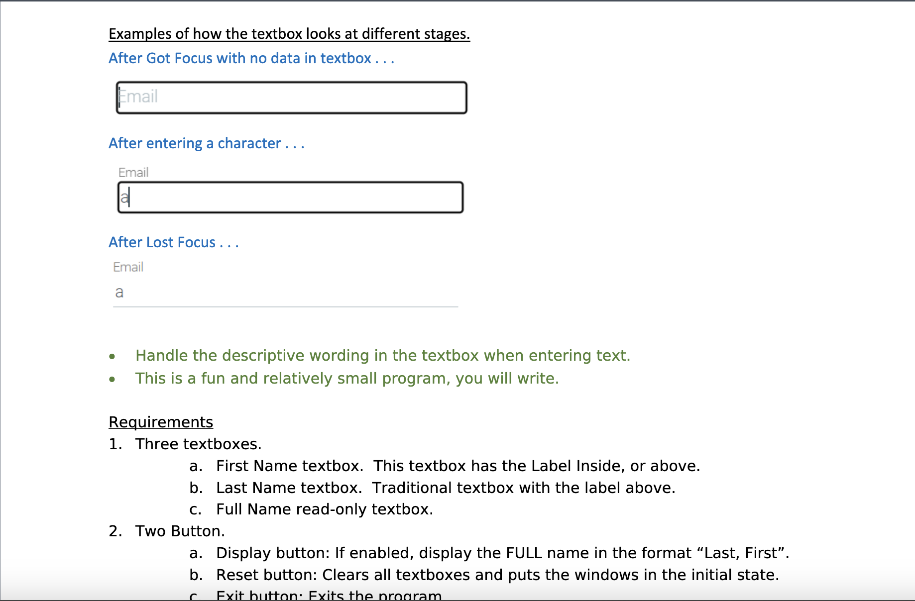 Solved Examples of how the textbox looks at different | Chegg.com
