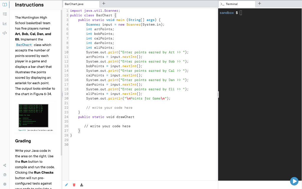 Solved + Instructions + > Terminal = sandbox $ | The | Chegg.com