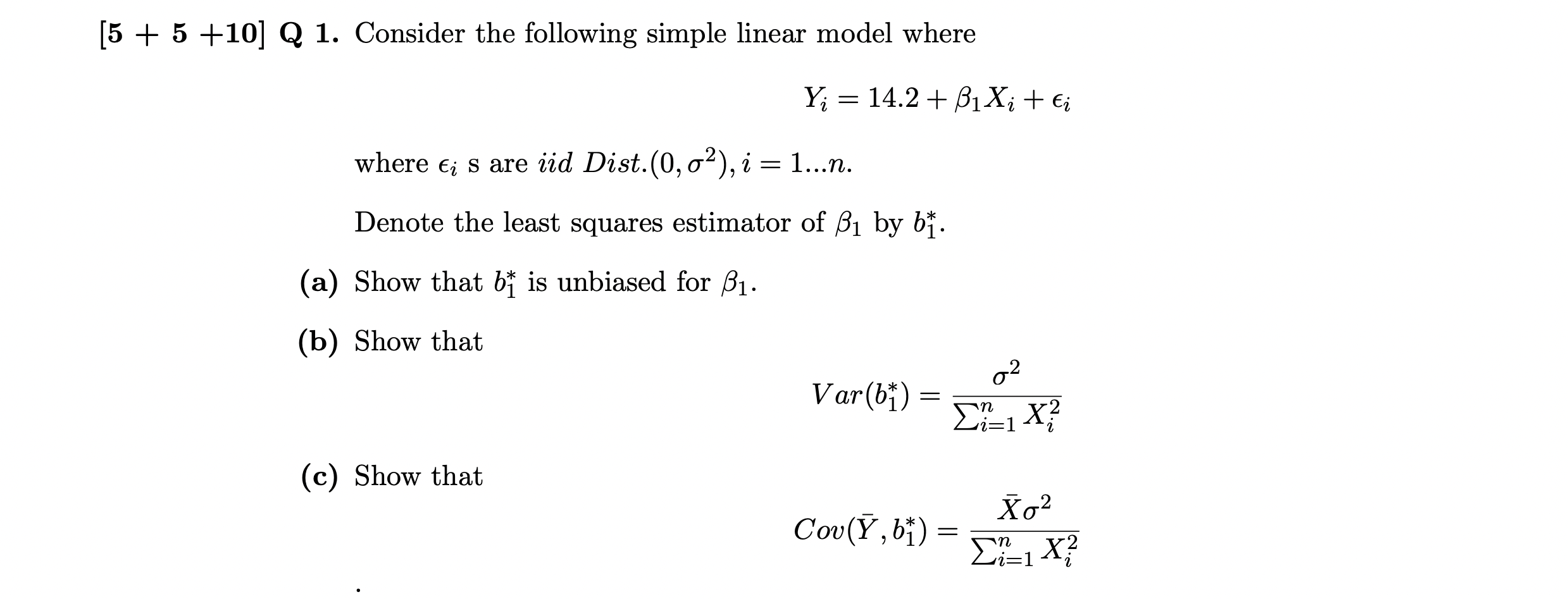 Solved [5 + 5 +10] Q 1. Consider the following simple linear | Chegg.com