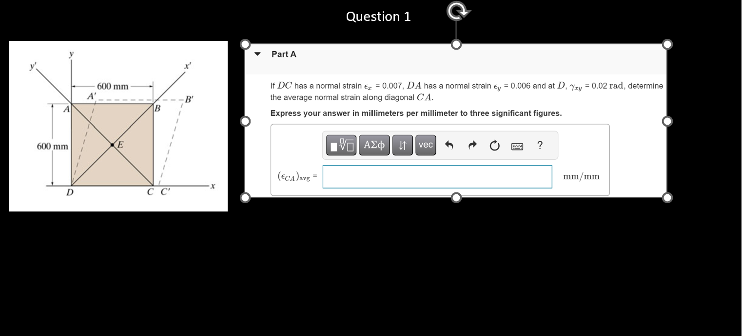 Solved Question 1Part AIf DC ﻿has a normal strain | Chegg.com