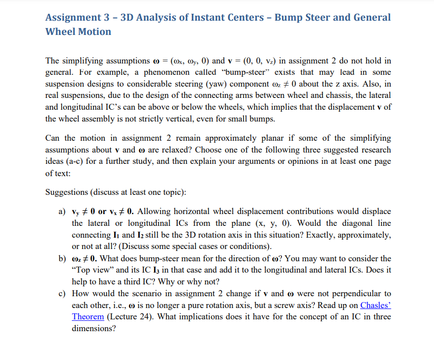 Solved Assignment 2 - 3D Analysis of a Quarter Car | Chegg.com