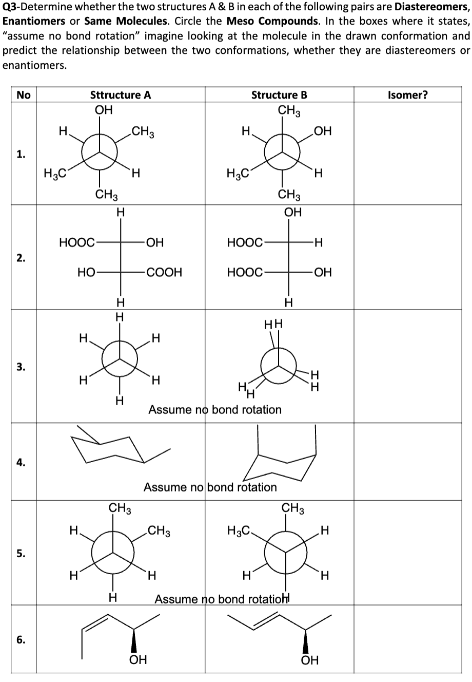 Solved Q3-Determine whether the two structures A \& B in | Chegg.com