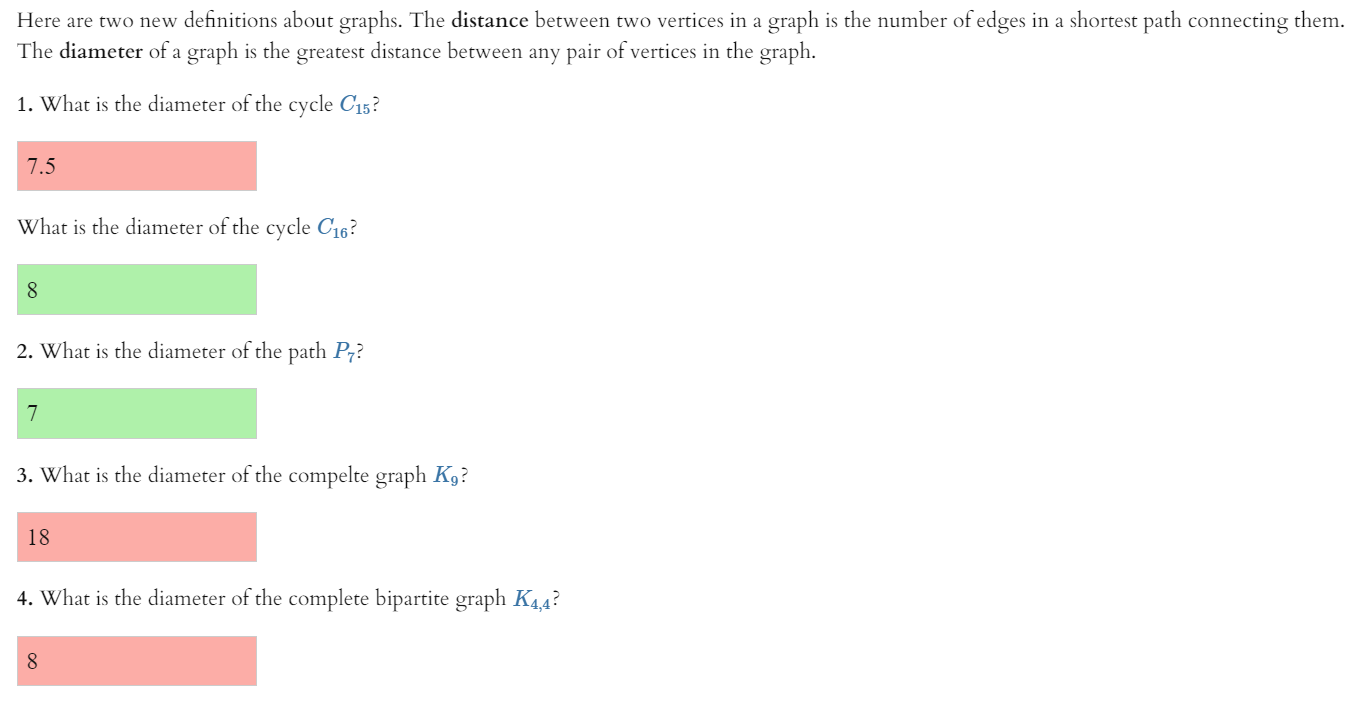 Solved Here are two new definitions about graphs. The | Chegg.com
