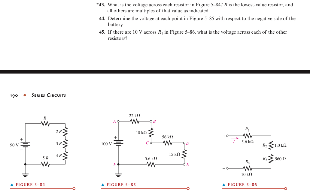 Solved *43. ﻿What is the voltage across each resistor in | Chegg.com