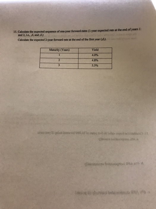 Solved expected sequence of one-year forward rates (I-year | Chegg.com