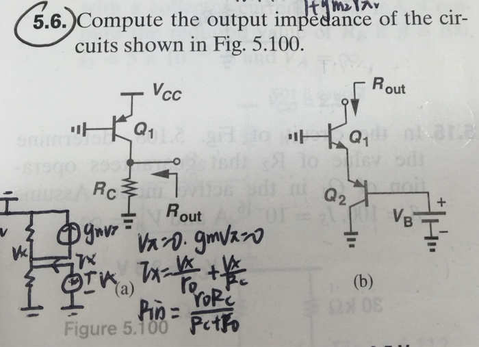 Solved 5.6.) Compute the output impédance of the cir- cuits | Chegg.com