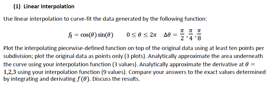 (1) Linear Interpolation Use linear interpolation to | Chegg.com