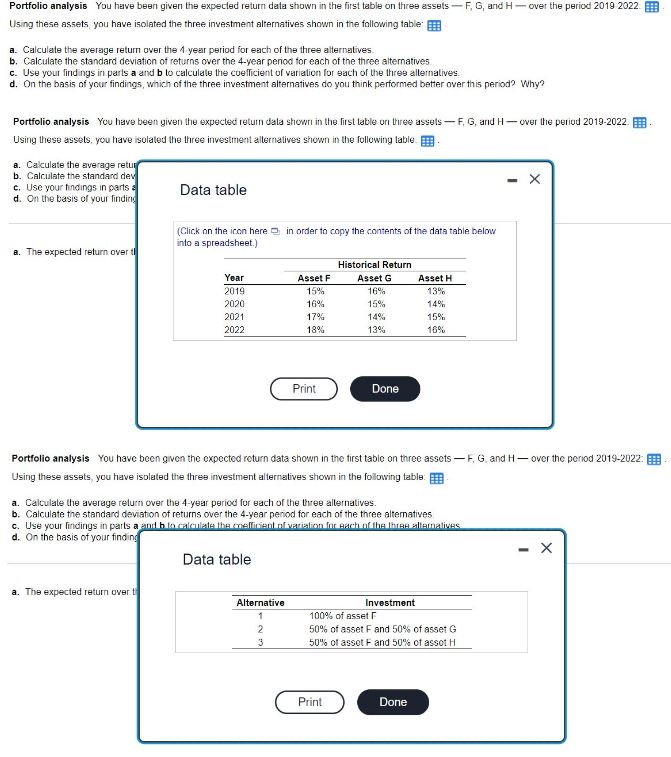 Solved Portfolio analysis You have beri given the expecled | Chegg.com