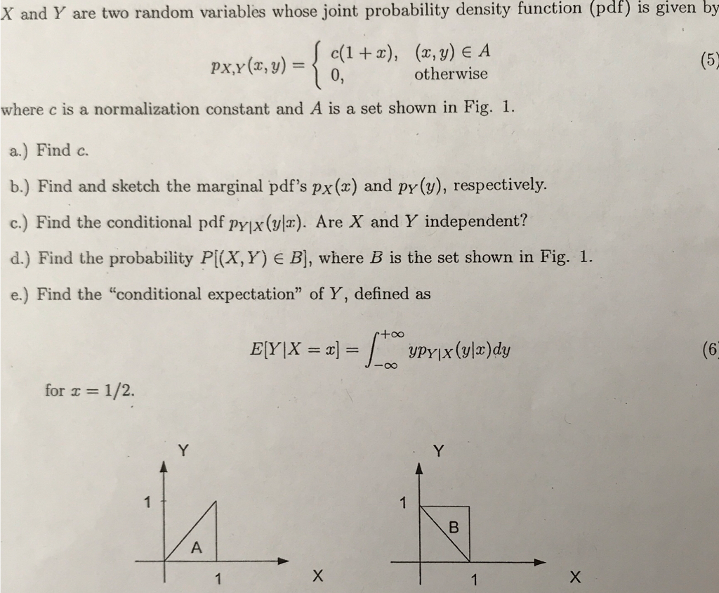 Solved X and Y are two random variables whose joint | Chegg.com