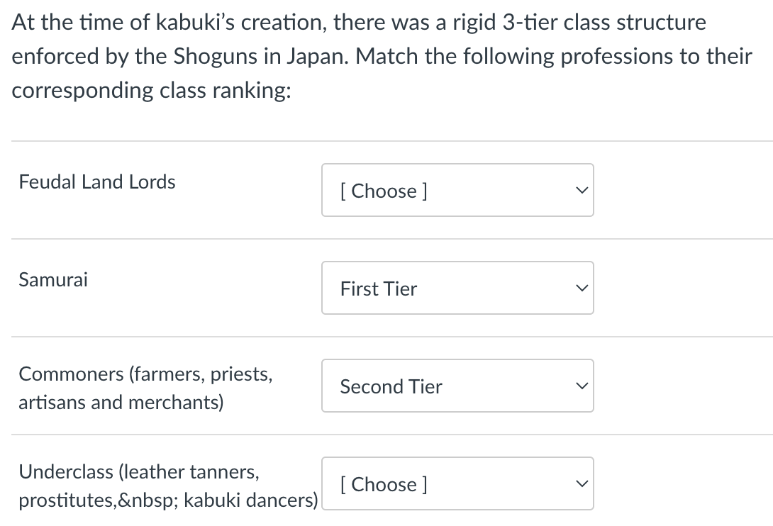 Solved Women were banned from kabuki because: (choose all | Chegg.com