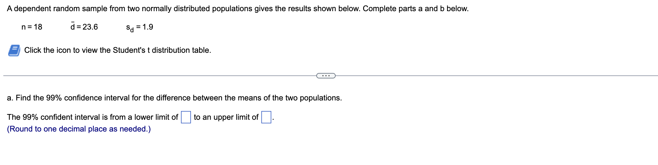 Solved Student's t distributionStudent's t distributionA | Chegg.com