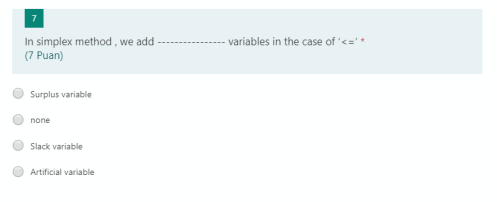 Solved In simplex method, we add (7 Puan) -variables in the | Chegg.com