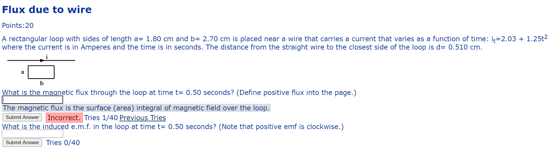 Solved Flux due to wire Points:20 A rectangular loop with | Chegg.com