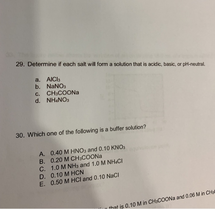 Solved 29. Determine if each salt will form a solution that | Chegg.com