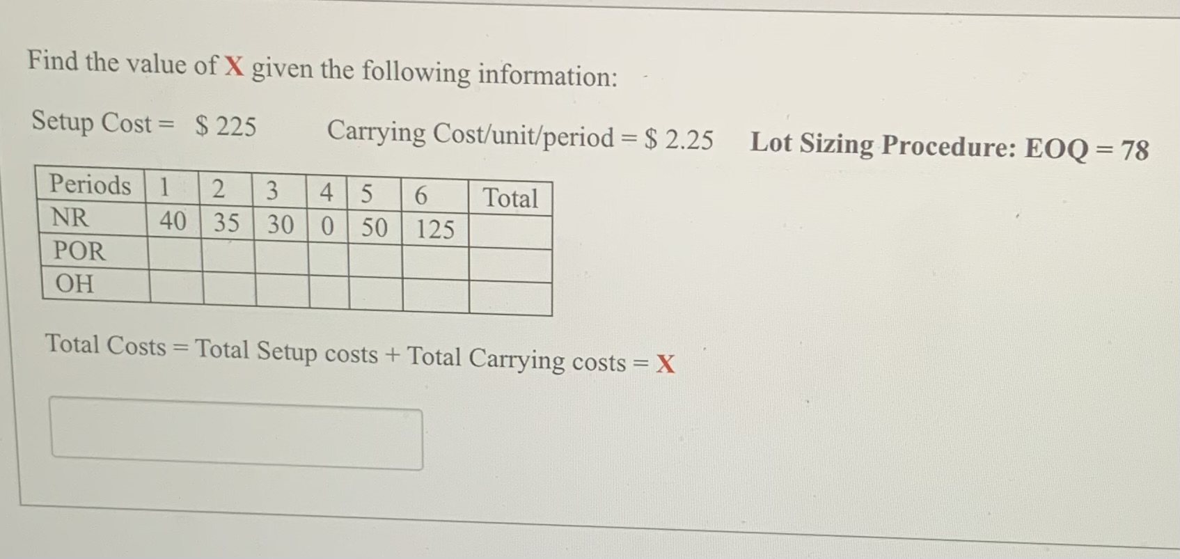 Solved Find the value of X given the following information: | Chegg.com