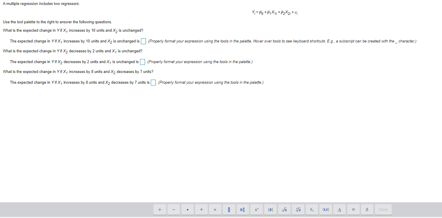 Solved A multiple regression includes two regressors: Y = | Chegg.com