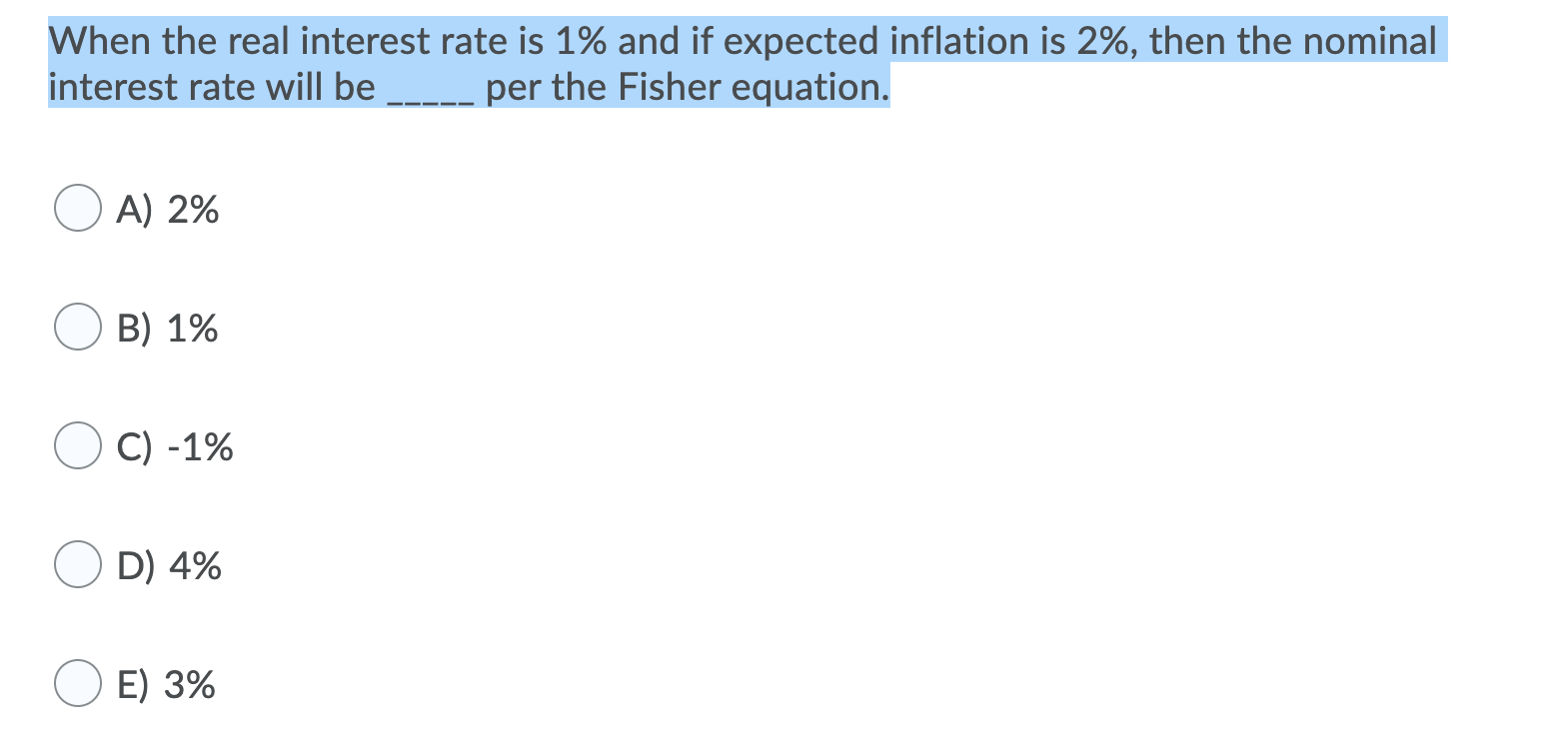 Solved When the real interest rate is 1% and if expected | Chegg.com