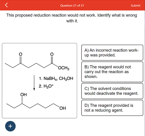 Solved This proposed reduction reaction would not work. | Chegg.com
