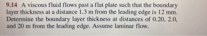 Solved 9 14 A Viscous Fluid Flows Past A Flat Plate Such