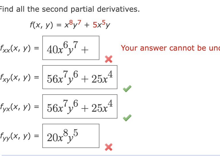Solved Find all the second partial derivatives. | Chegg.com