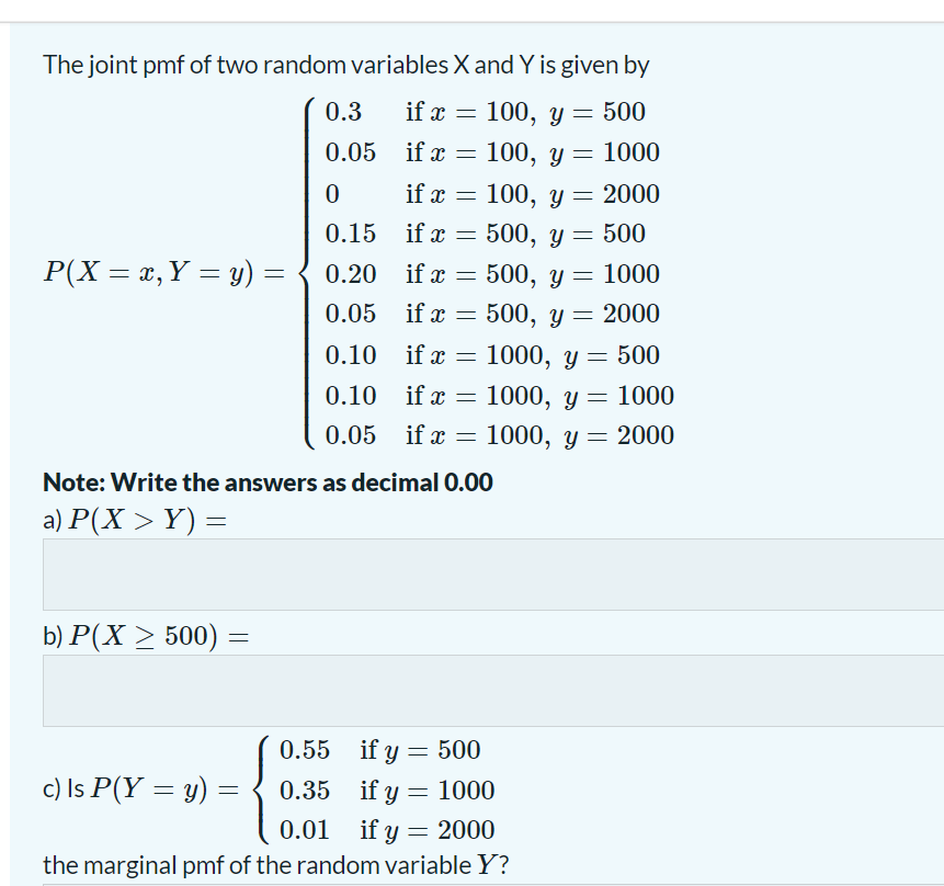 Solved The joint pmf of two random variables X and Y is | Chegg.com