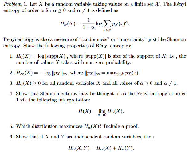 Problem 1. Let X be a random variable taking values | Chegg.com