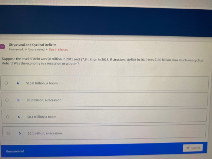 Solved Structural and Cyclical Deficits Homework. | Chegg.com