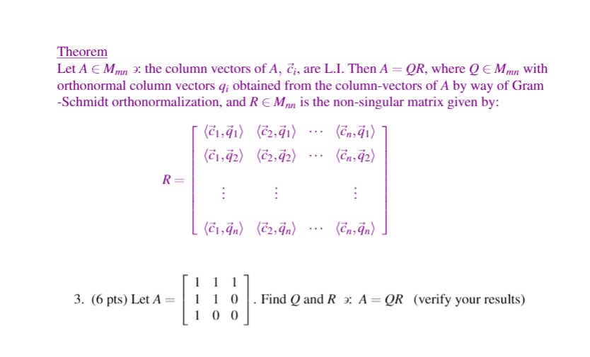 Solved Theorem Let A € Mmn 3: the column vectors of A, či, | Chegg.com