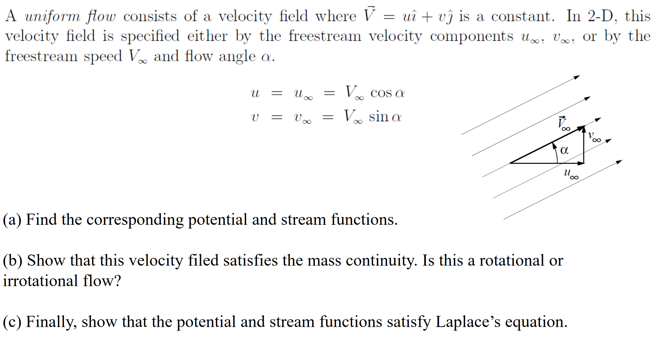 Solved A uniform flow consists of a velocity field where | Chegg.com