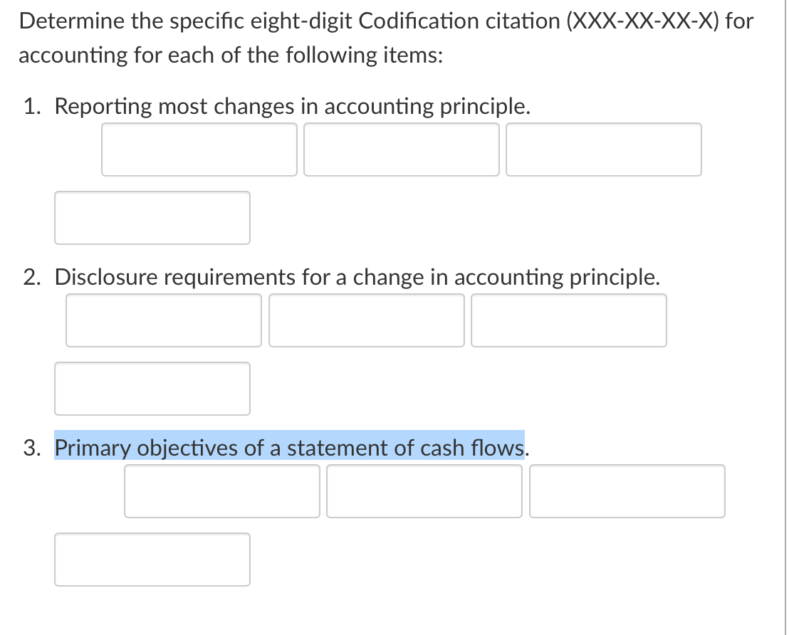 Solved Determine the specific eight-digit Codification | Chegg.com