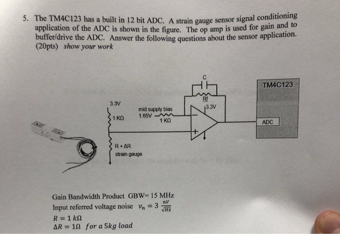 Solved 5. The TM4C123 has a built in 12 bit ADC. A strain | Chegg.com