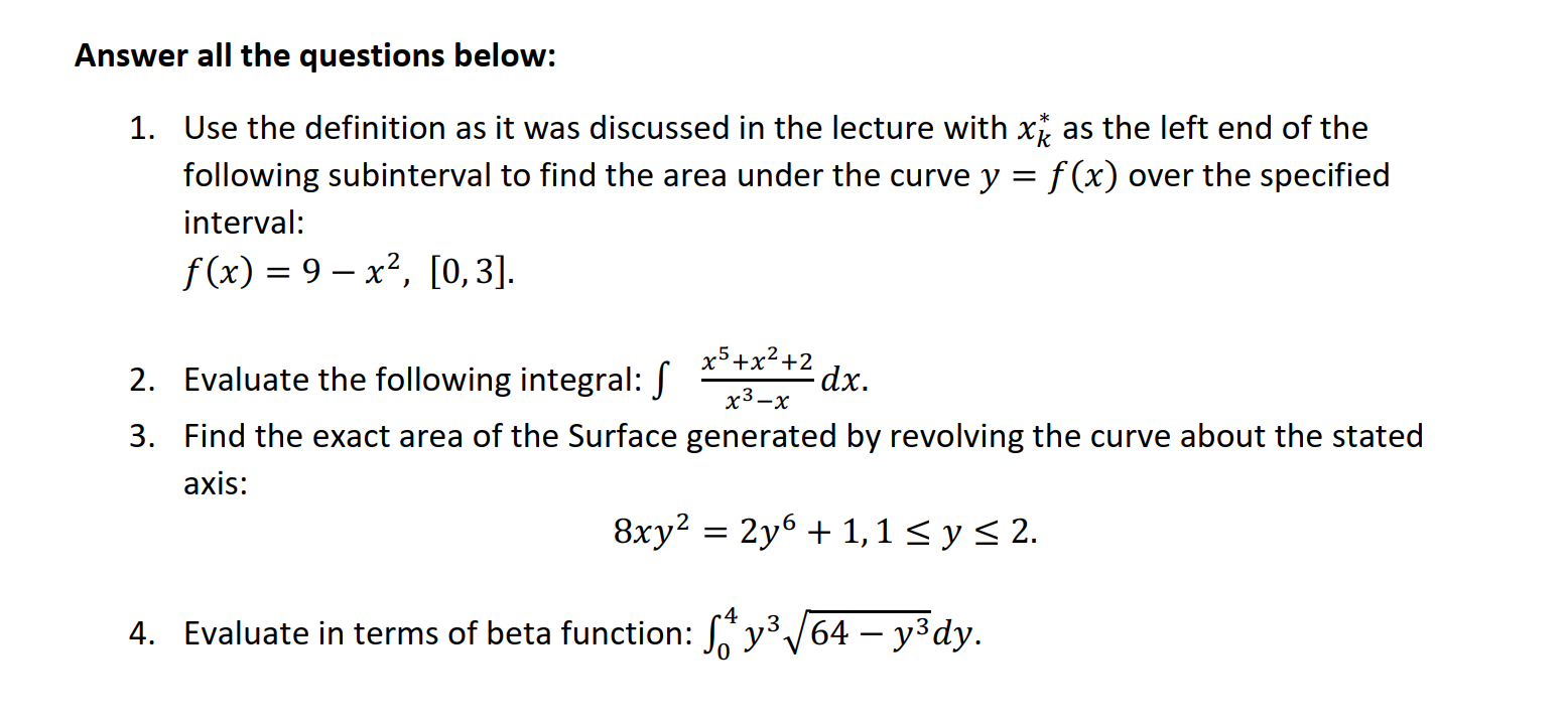 Solved inswer all the questions below: 1. Use the definition | Chegg.com