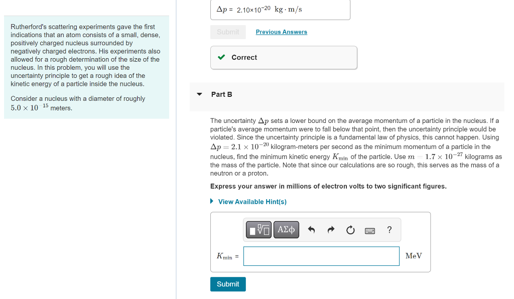 Solved Rutherford's scattering experiments gave the first | Chegg.com