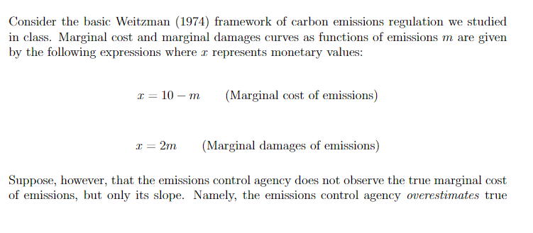 Consider the basic Weitzman (1974) framework of | Chegg.com