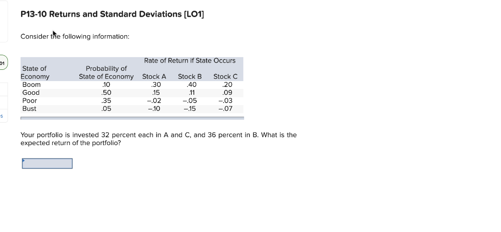Solved P13-10 Returns and Standard Deviations (LO1] Consider | Chegg.com