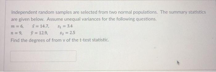 Solved Independent random samples are selected from two | Chegg.com