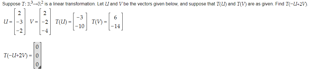 Solved Suppose T:R3→R2 is a linear transformation. Let U and | Chegg.com