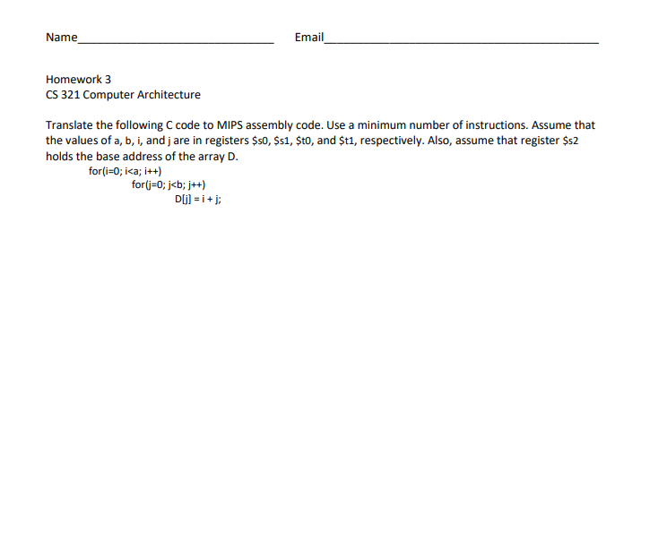Solved Computer Architecture Translate the following C code | Chegg.com