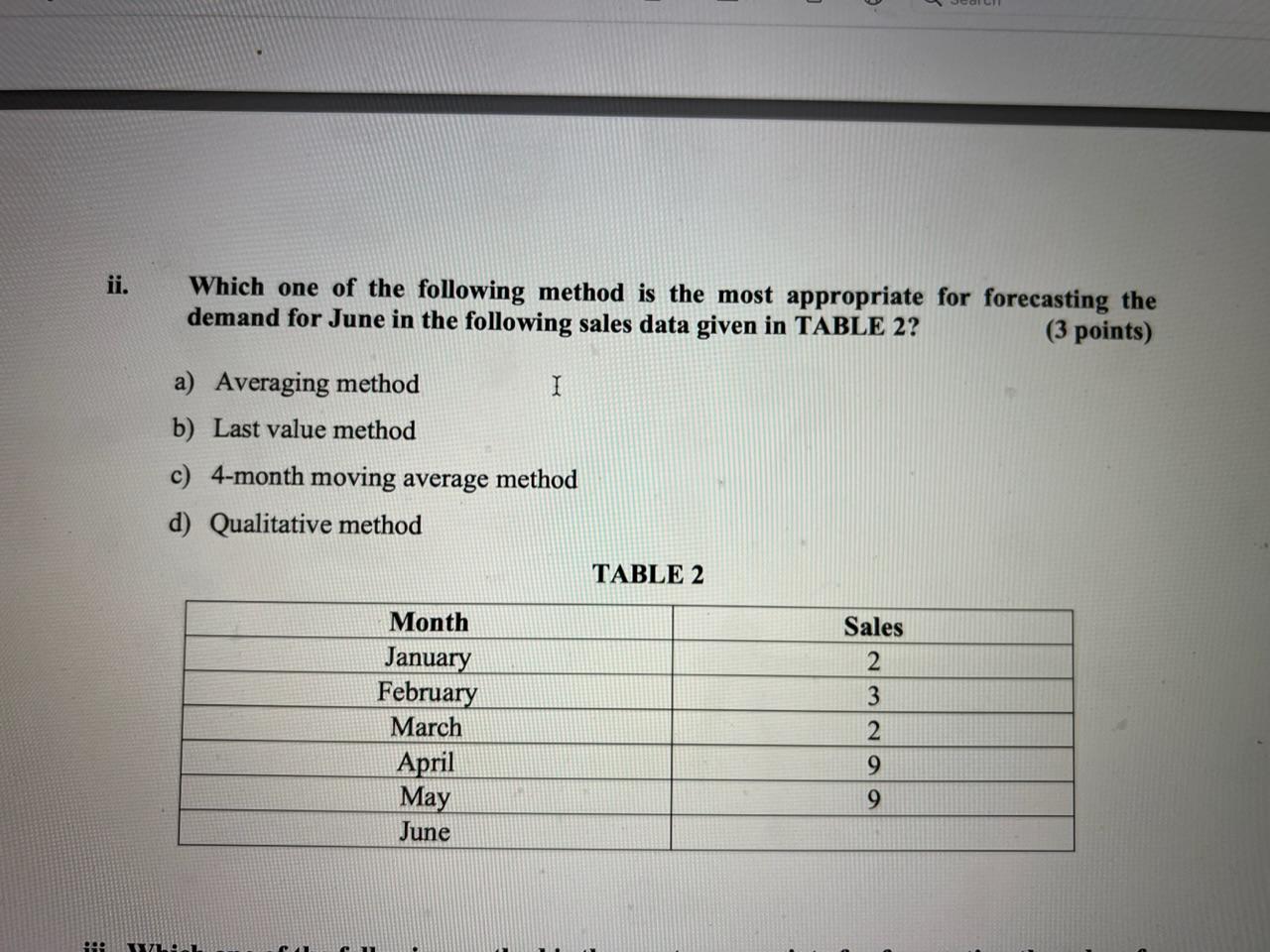 Solved ii. Which one of the following method is the most | Chegg.com
