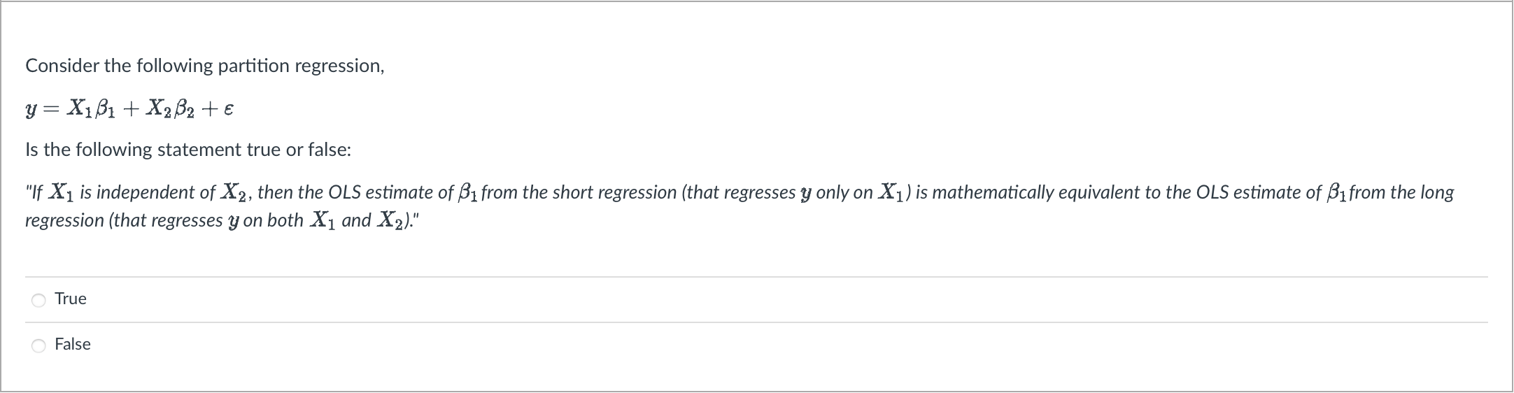 Solved Consider the following partition regression, | Chegg.com