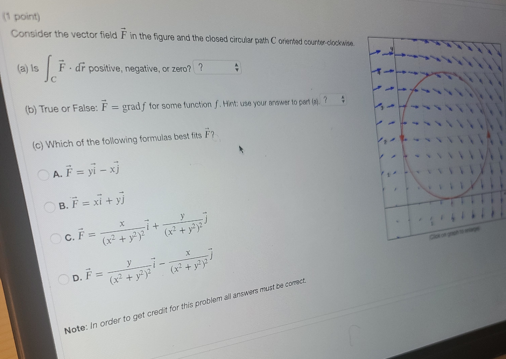 Solved (1 point) Consider the vector field F in the figure | Chegg.com