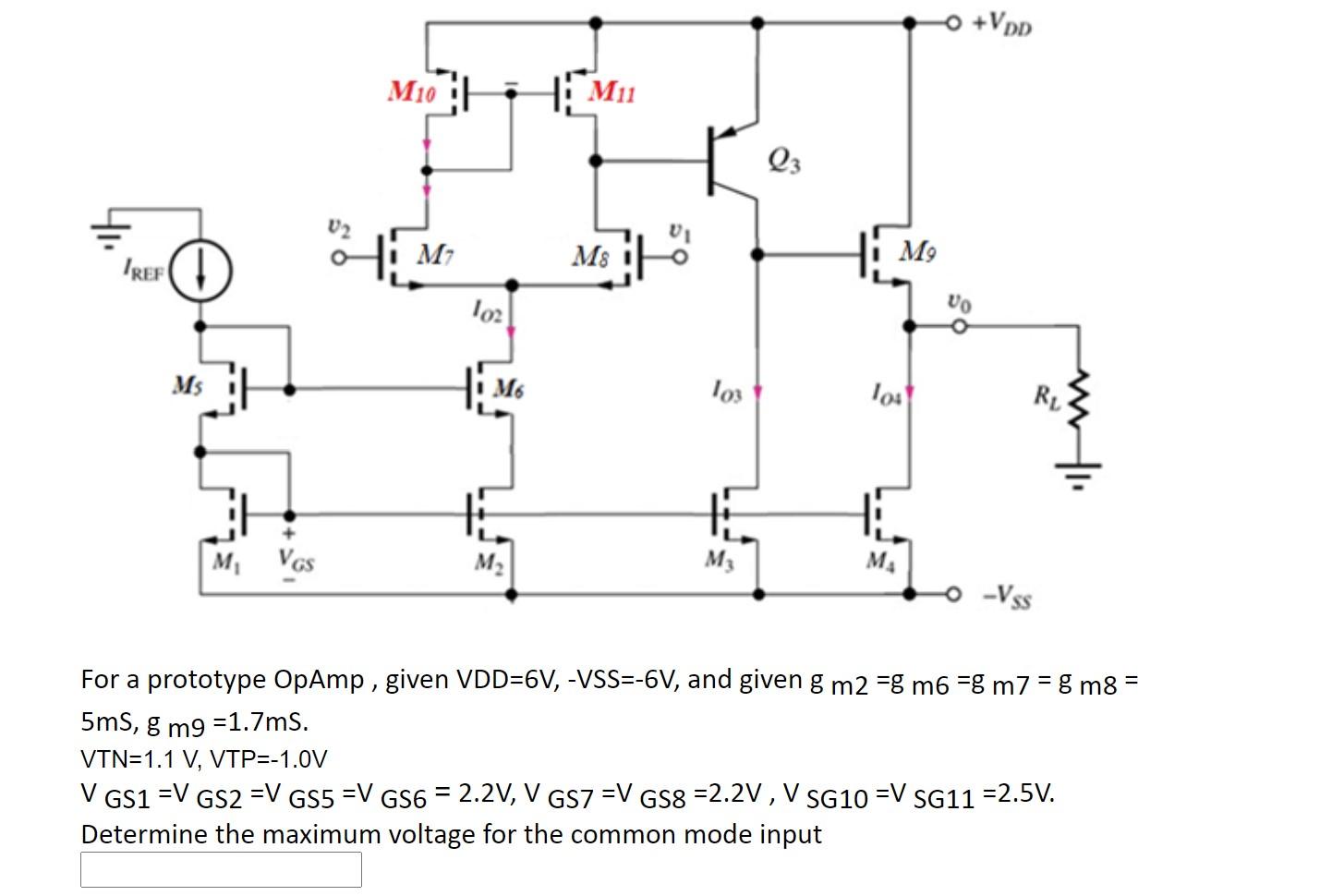 Solved +VDD M10 | M11 M M8 F M9 102 VO Ms HM. 103 1041 M VGS | Chegg.com