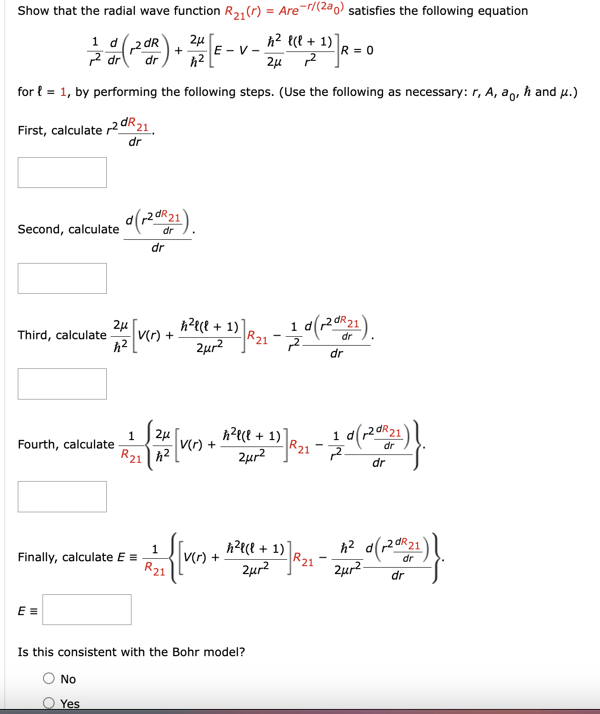 Show That The Radial Wave Function R21 R Are R2a0
