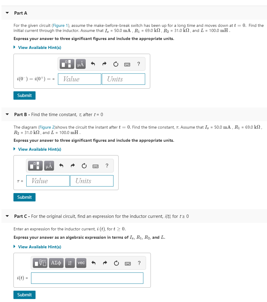 Solved Part A For the given circuit (Figure 1), assume | Chegg.com
