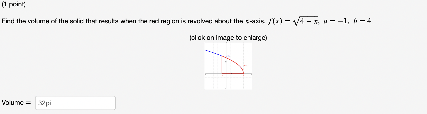 Solved Find the volume of the solid that results when the | Chegg.com