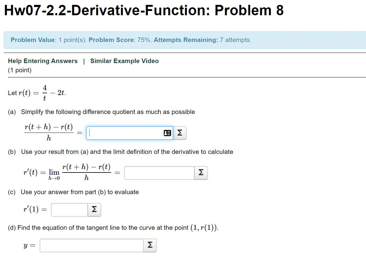 Solved Hw07 2 2 Derivative Function Problem 8 Problem