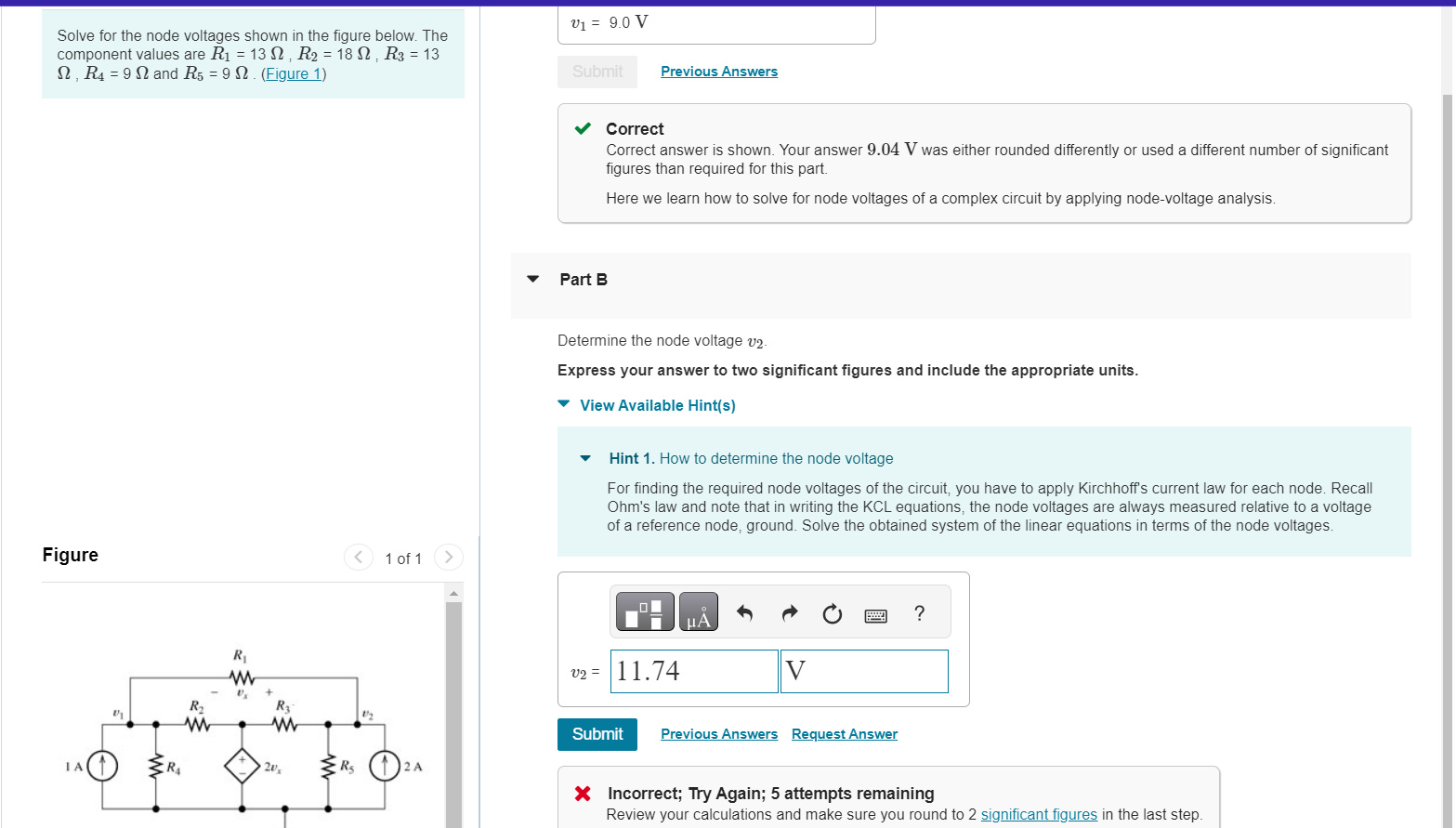 Solved Solve for the node voltages shown in the figure | Chegg.com