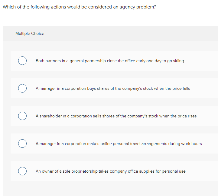 Solved Which of the following actions would be considered an | Chegg.com
